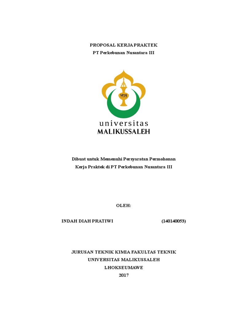 Proposal Kerja Praktek PTPN III | PDF