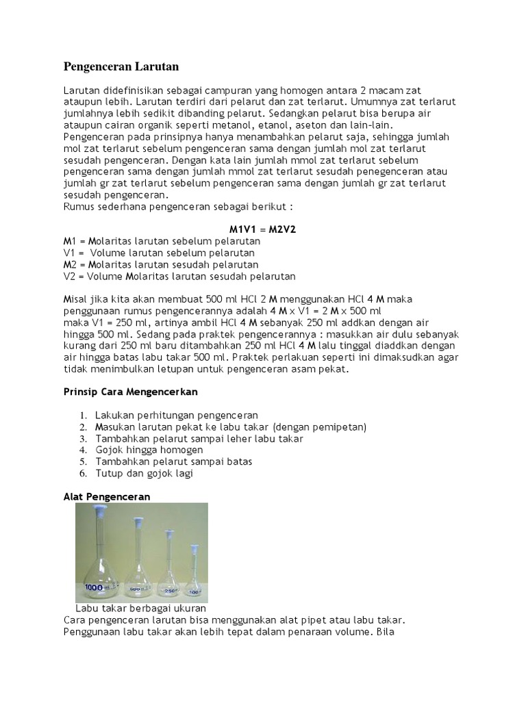 Pengenceran Larutan | PDF