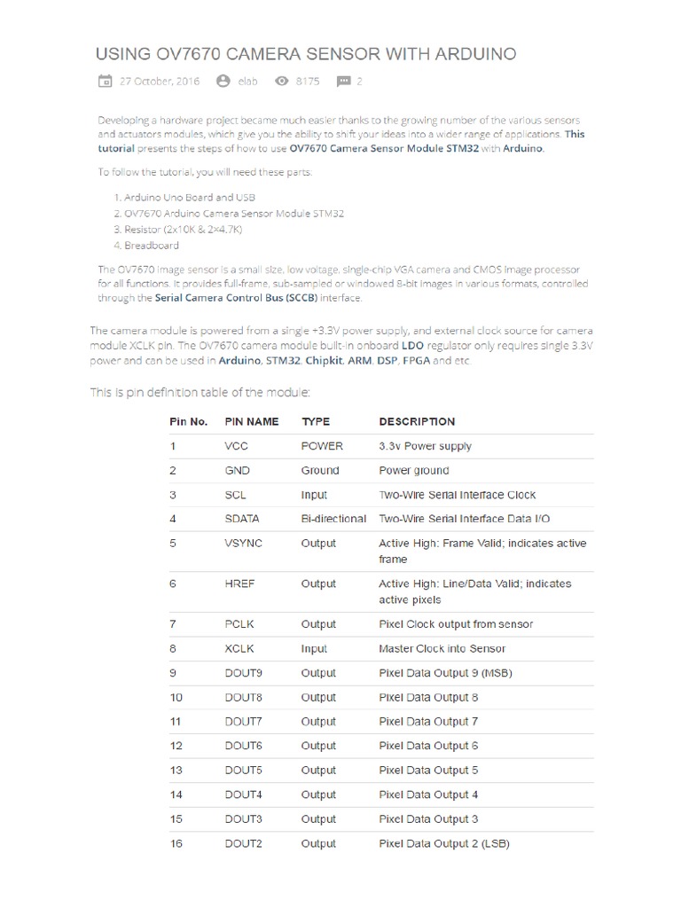 Arduino Camera | PDF | Arduino | Computer File
