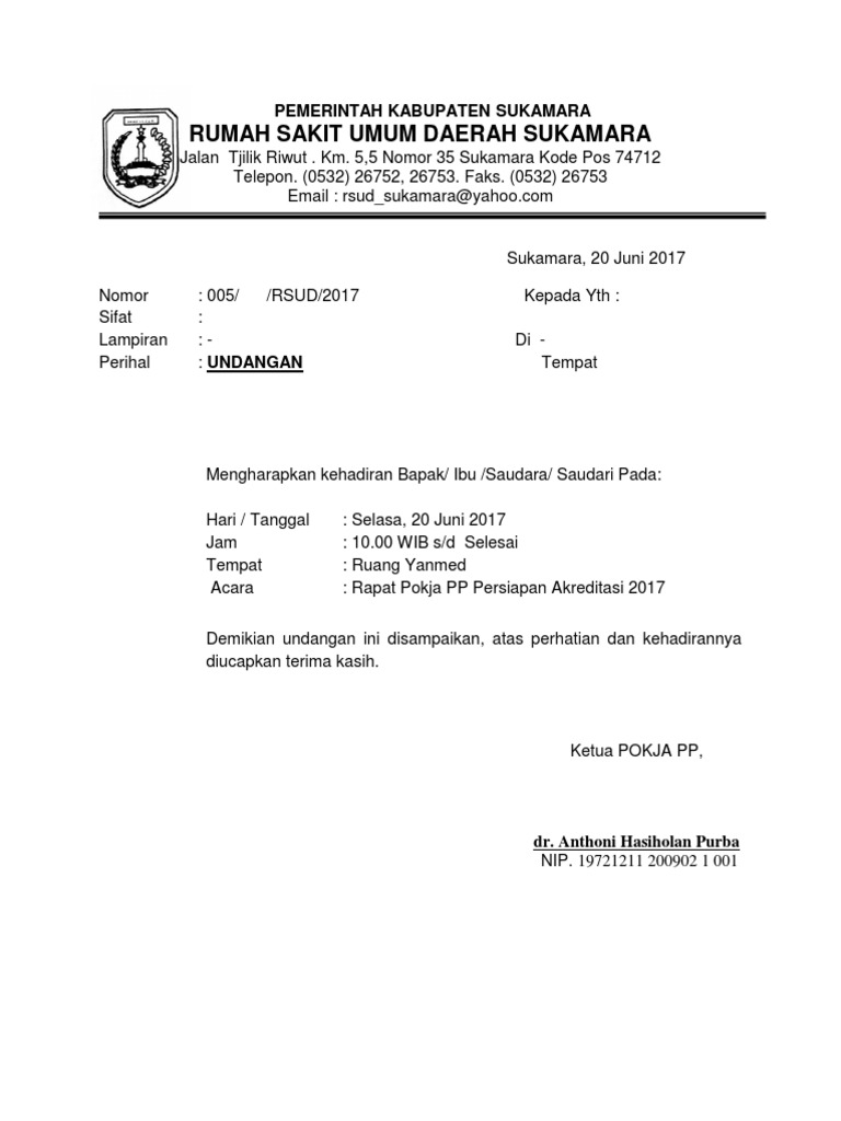 Undangan Rapat Pokja PP | PDF