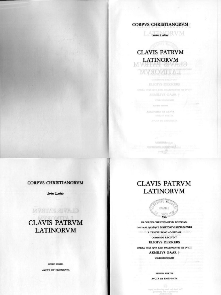 Clavis Patrum Latinorum Dekkers, Eligius Gaar, Aemilius | PDF