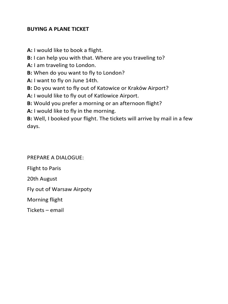 Buying A Plane Ticket | PDF