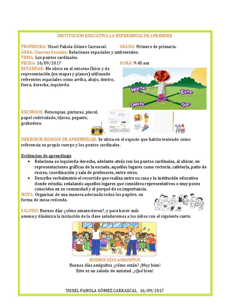 Puntos Cardinales para Primer Grado | PDF | Aprendizaje | Tierra