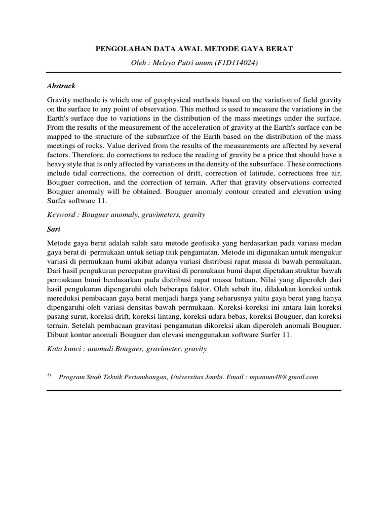 Metode Gaya Berat dalam Geofisika | PDF