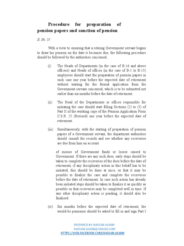 Pension Paper Preparation Procedure | PDF | Retirement | Pension