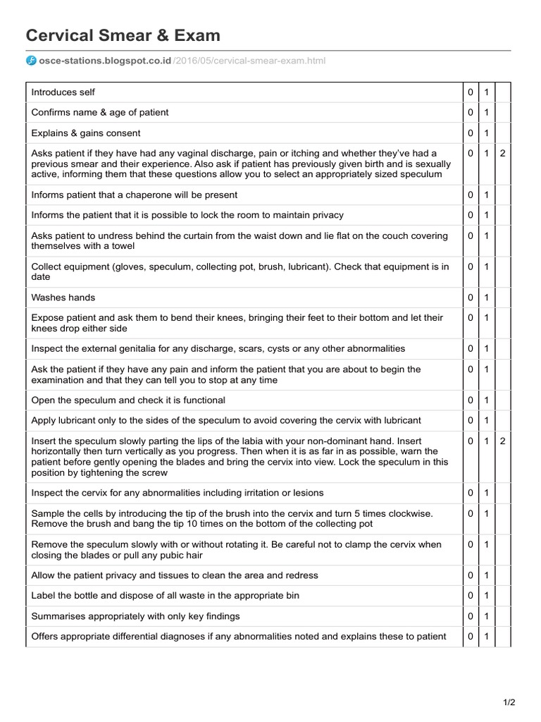 Osce-Stations - Blogspot.co - Id-Cervical Smear Amp Exam | PDF ...