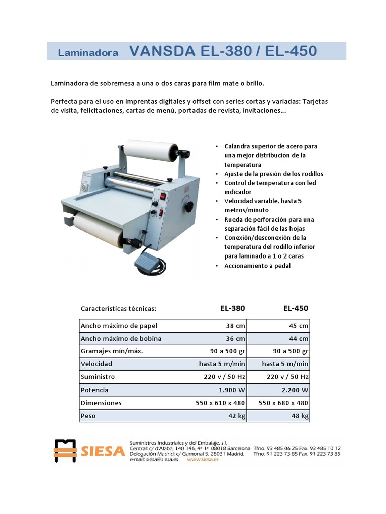 Folleto Vansda 380-450 | PDF