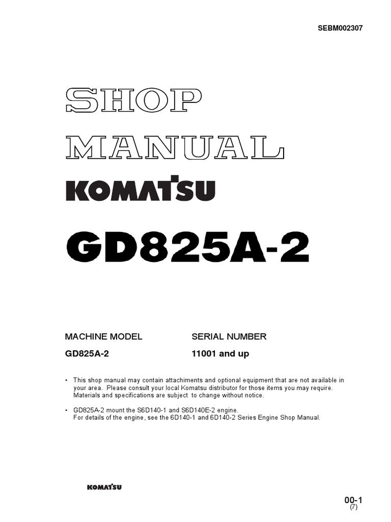 Komatsu GD825A-2 Manual | PDF | Rope | Crane (Machine)
