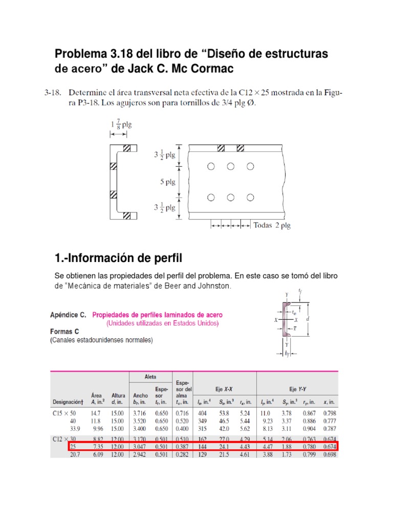 Problema 3.18 Del Libro de Diseño de Estructuras de Acero de MC Cormac ...