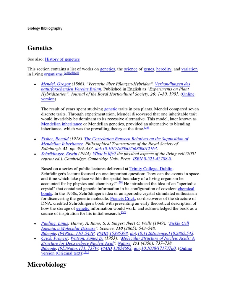 Biology Bibliography | Heredity | Francis Crick