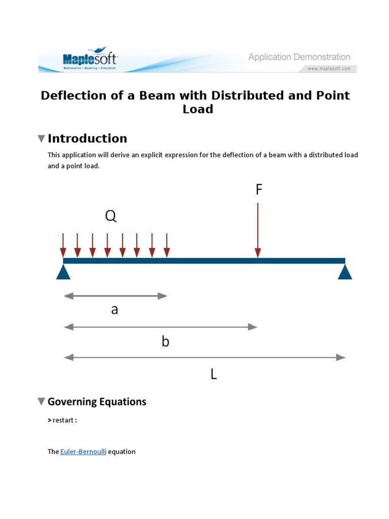 Deflection of A Beam With Distributed and Point Load | PDF | Beam ...