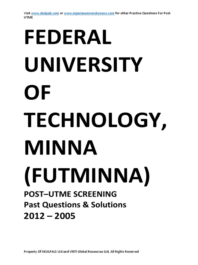 FUTMINNA Post-UTME Practice Questions | PDF | Lens (Optics) | Gases