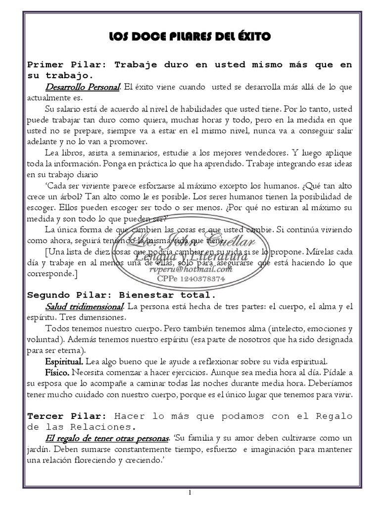 Resumen de Los Doce Pilares Del Éxito | PDF | Liderazgo | Alma