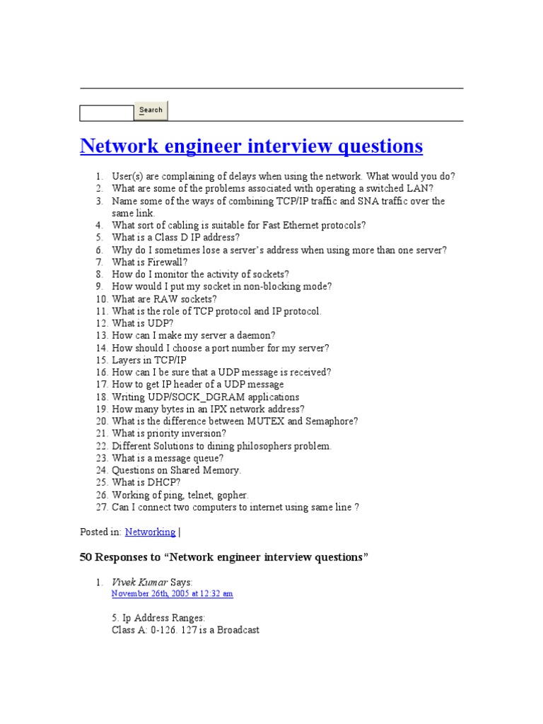 Network Engineer Interview Questions | PDF | Osi Model | Network Socket