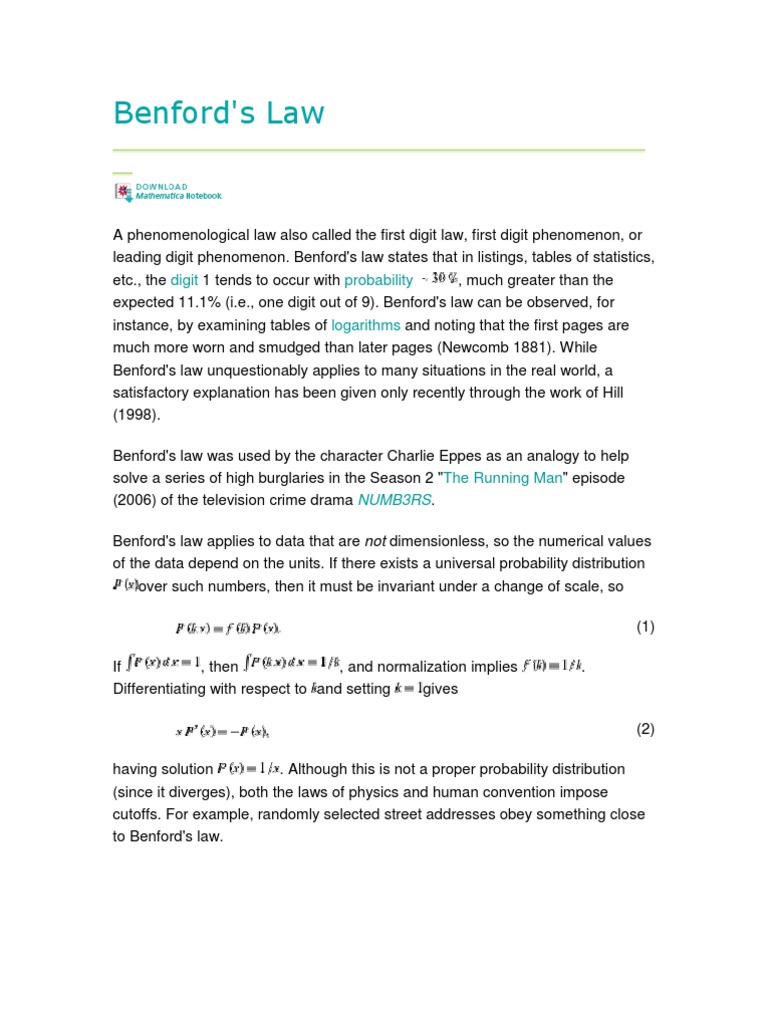 Benford's Law | Probability Theory | Scientific Method