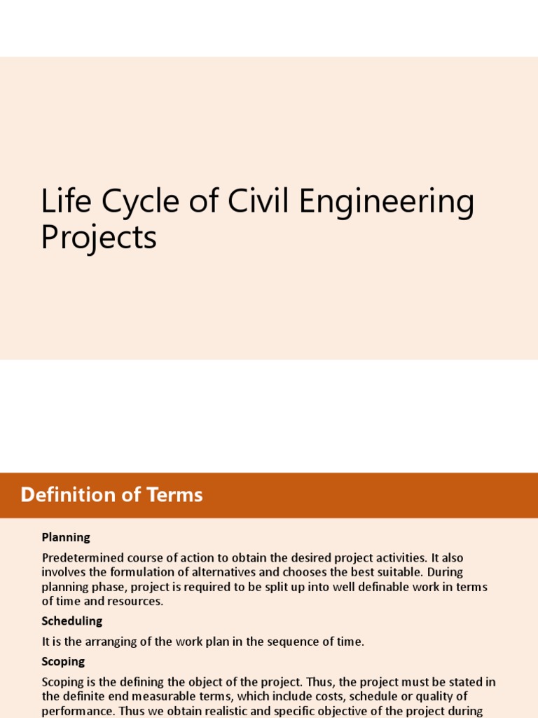 Life Cycle of Civil Engineering Projects | PDF | Project Management ...