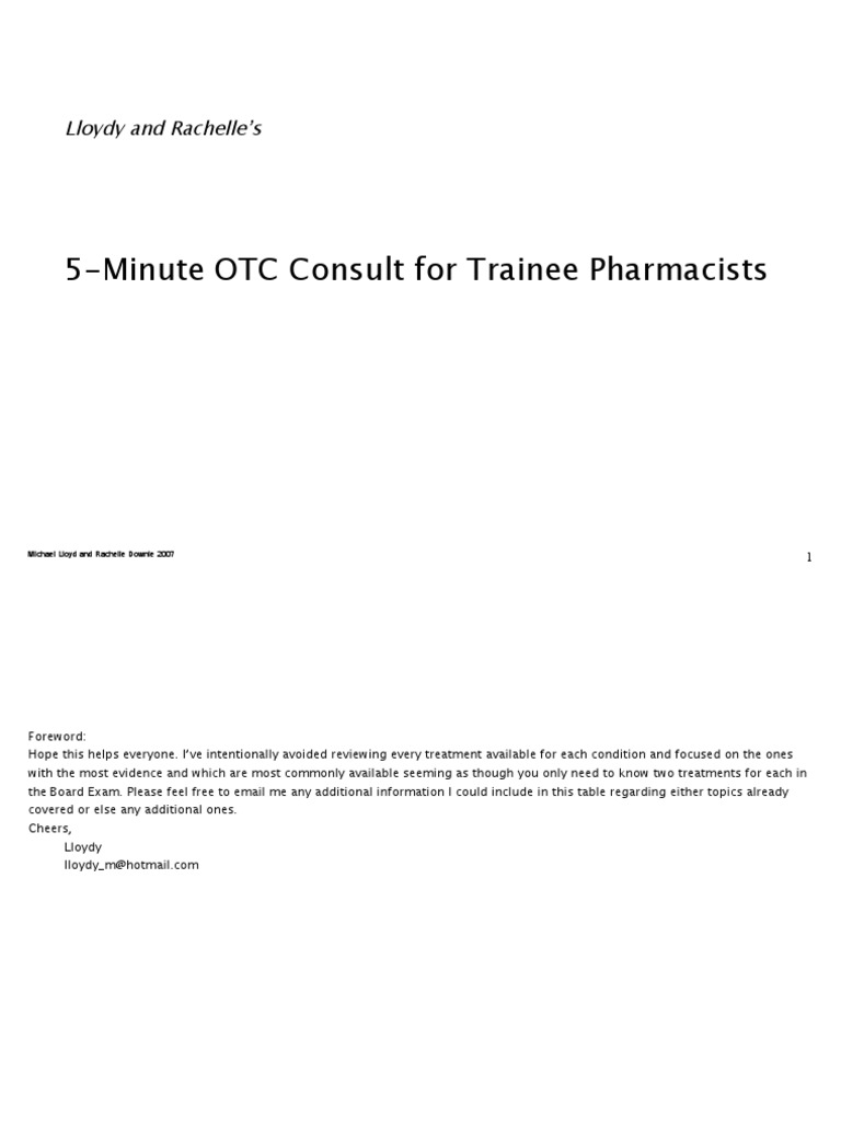 OTC Table | PDF | Dermatitis | Dermatology