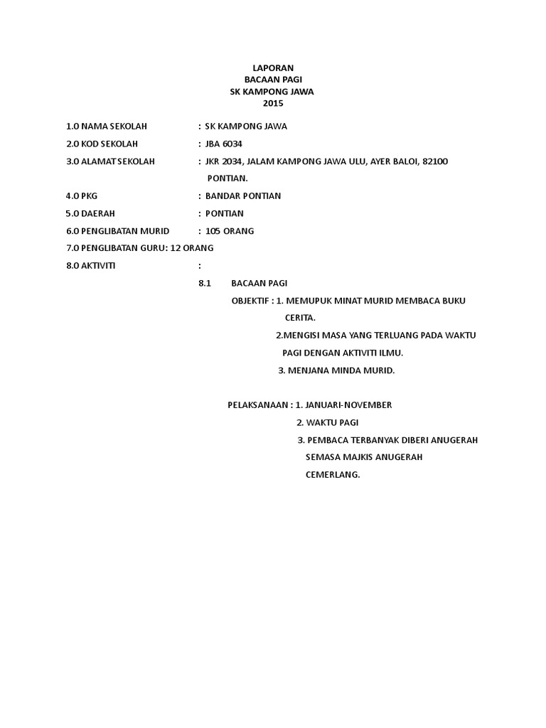 Laporan Bacaan Pagi | PDF