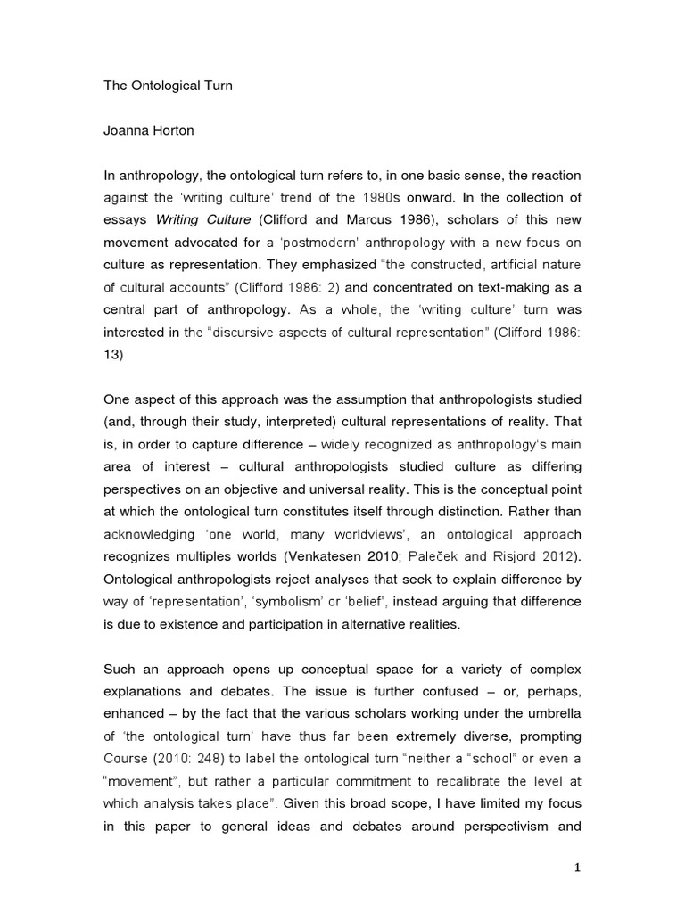 Understanding the Ontological Turn in Anthropology | PDF | Ontology ...
