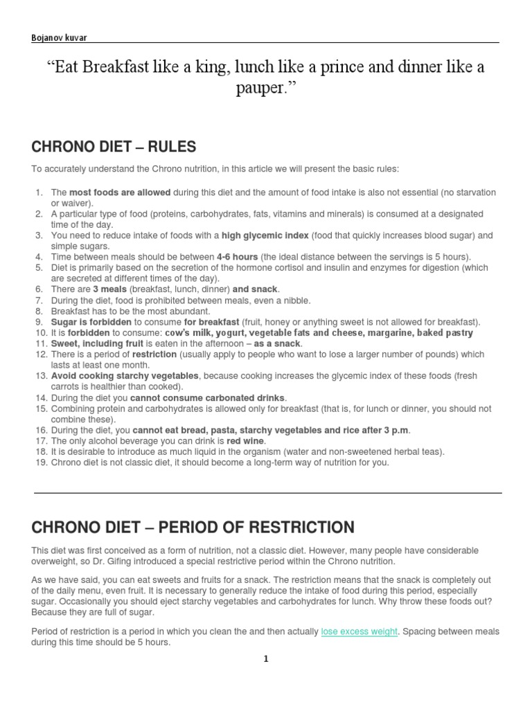 Chrono Diet | PDF | Lunch | Foods