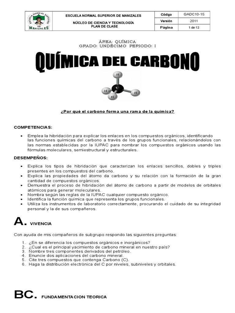 Guia de El Carbono y Sus Compuestos | PDF | Enlace químico | Carbón