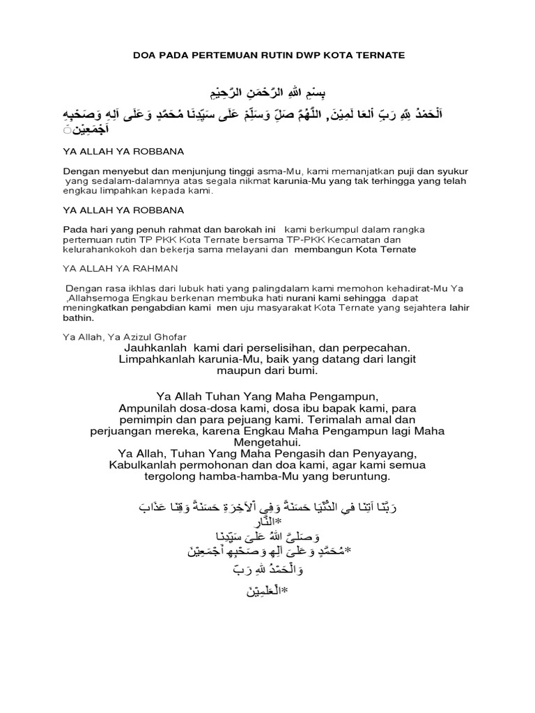 Doa PKK Ternate | PDF
