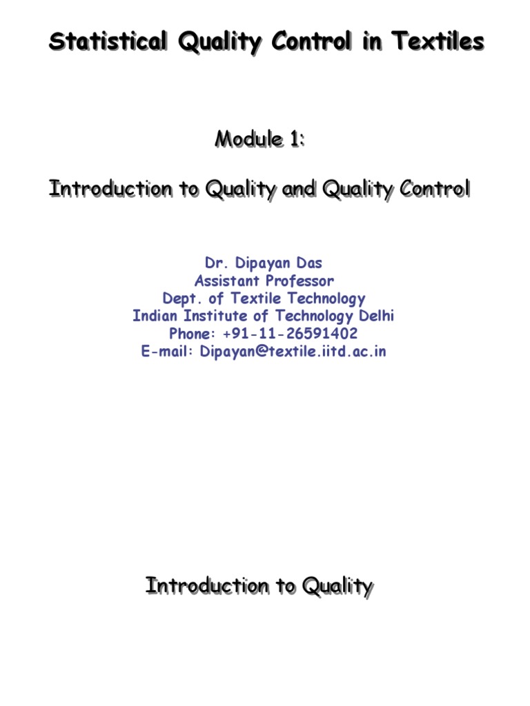 SQC Module1 DD - Done | PDF | Quality Assurance | Six Sigma