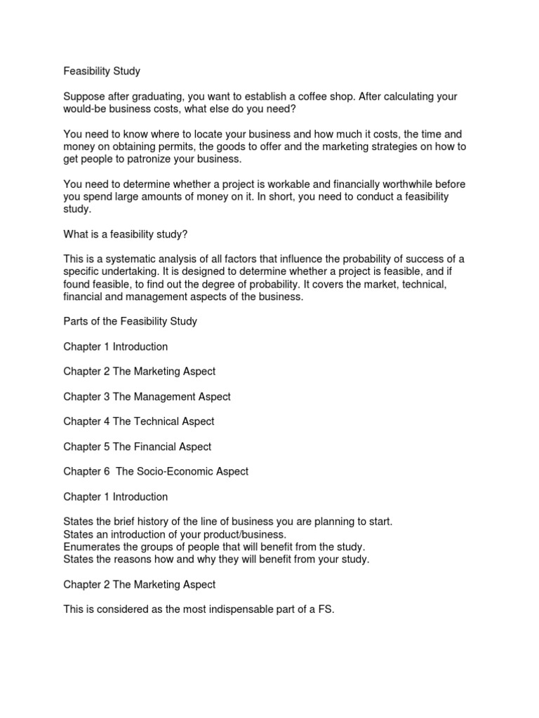 Feasibility Study Chapters 1 6 | Download Free PDF | Feasibility Study ...