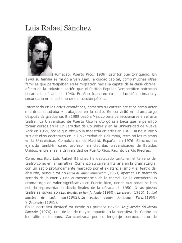 Luis Rafael Sánchez | Ficción y literatura