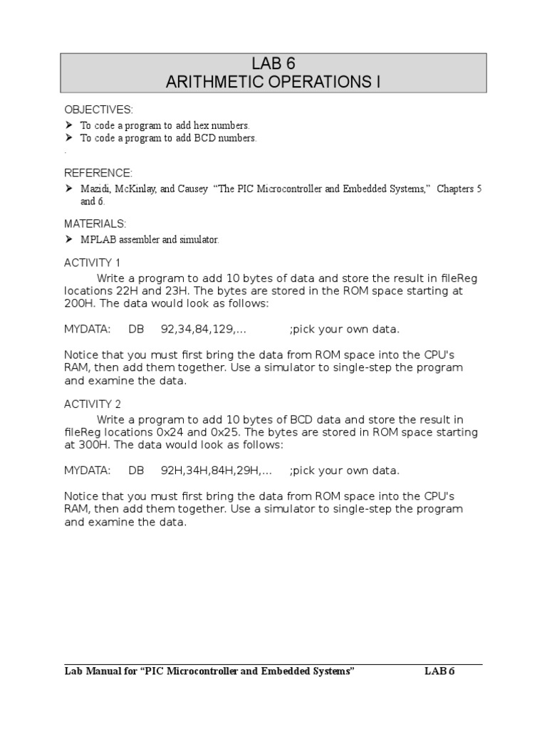 PIC Soft Lab6 | PDF | Technology & Engineering