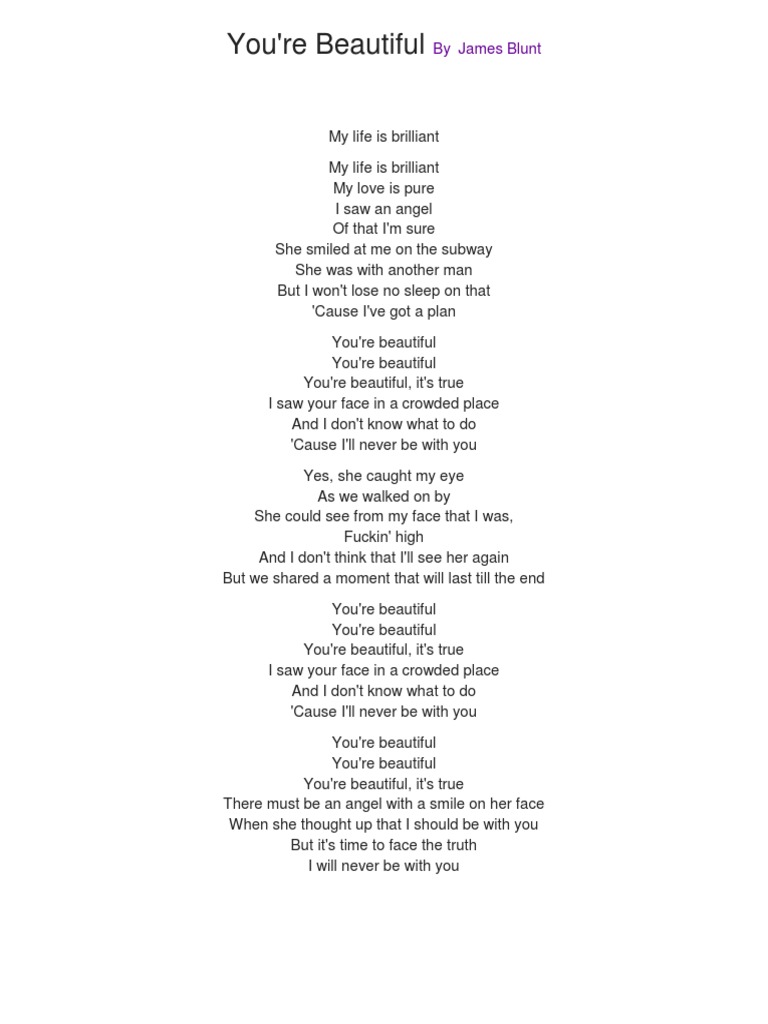 Youre Beautiful Lyrics | PDF