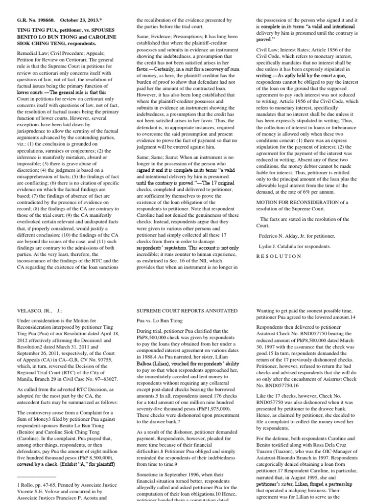 G.R. No. 198660. October 23, 2013. TING TING PUA, Petitioner, vs ...