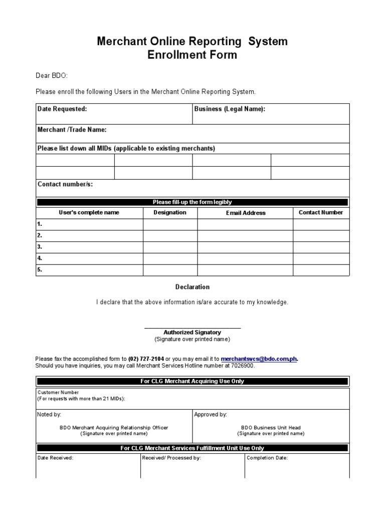 BDO Merchant Online Reporting Enrollment | PDF | Justice | Crime & Violence