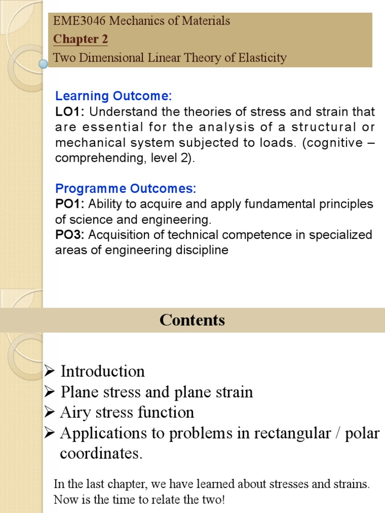 Chapter 2-Two Dimensional Linear Theory of Elasticity-1 | PDF | Elasticity (Physics ...