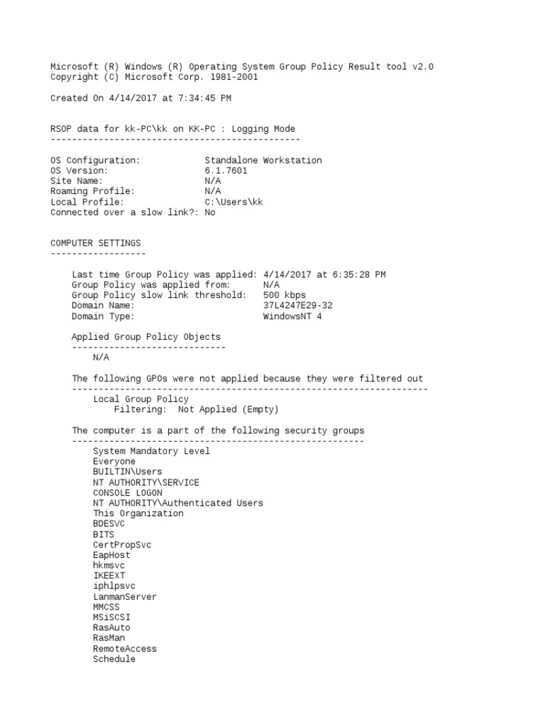 Gpo Setting | PDF | Group Policy | System Software