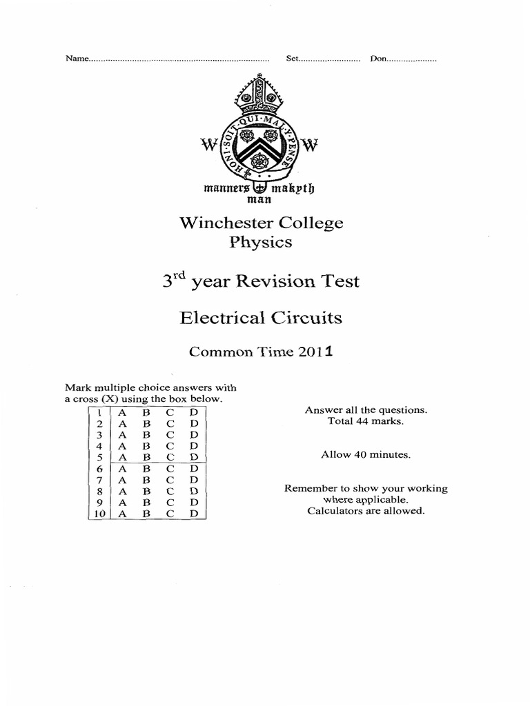 Test Circuits | PDF | Electric Current | Electrical Resistance And ...