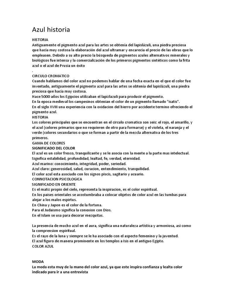 Historia del color azul | PDF | Azul | Pigmento