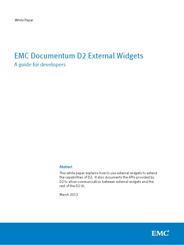 Docu46538 White Paper EMC Documentum D2 External Widgets | PDF ...