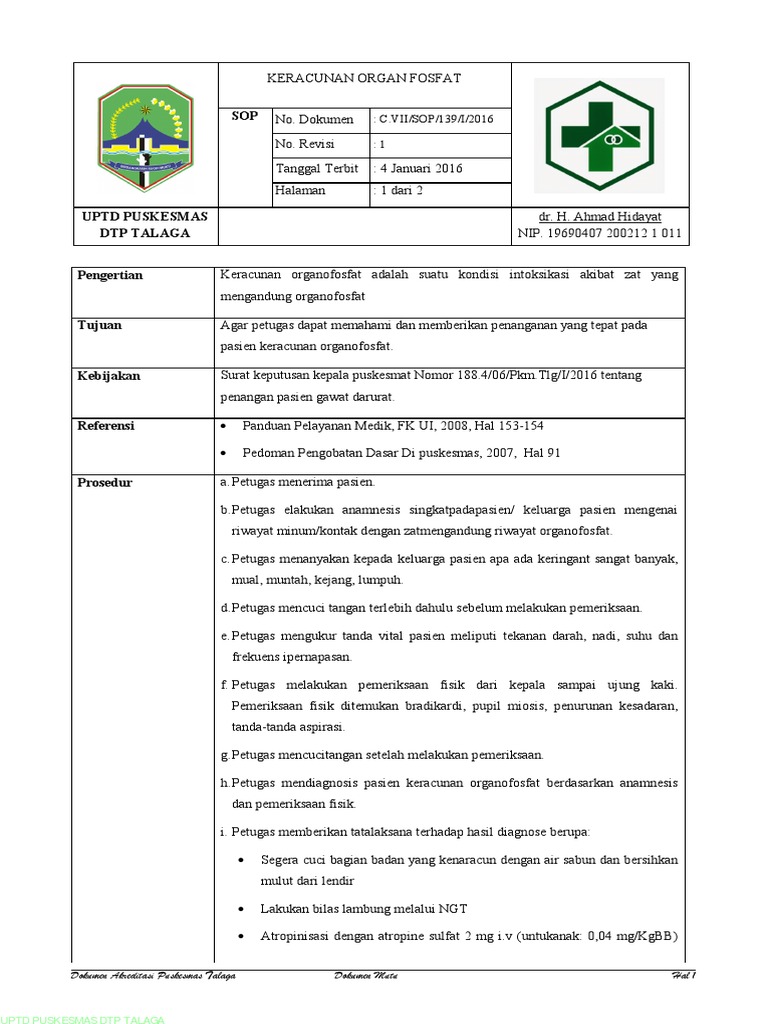 Tatalaksana Keracunan Organofosfat | PDF