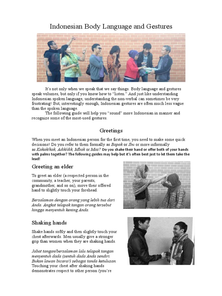 Understanding Indonesian Gestures | PDF | Indonesian Language | Body ...