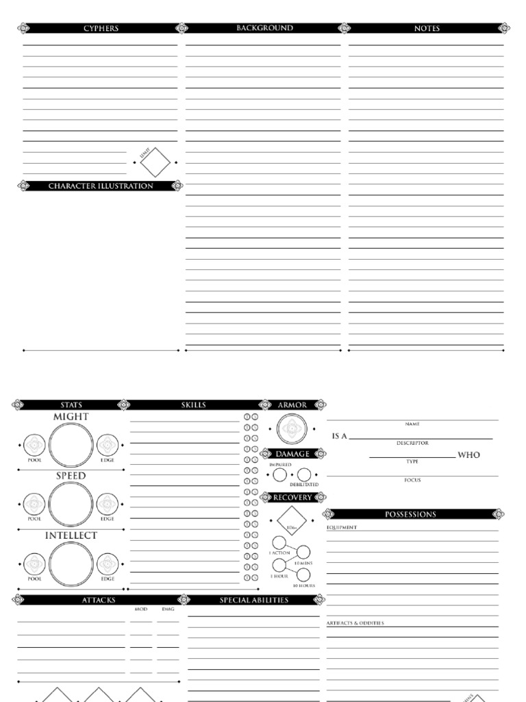 Cypher System Generic Character Sheet | PDF