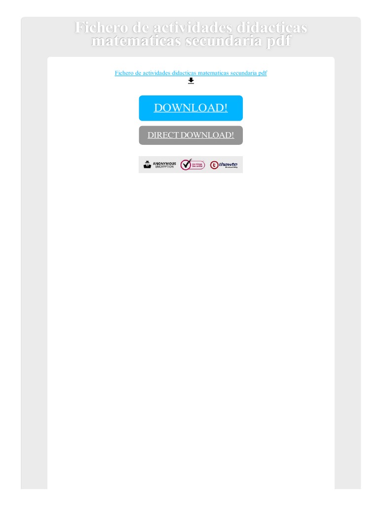 Fichero De Actividades Didacticas Matematicas Secundaria Pdf Pdf