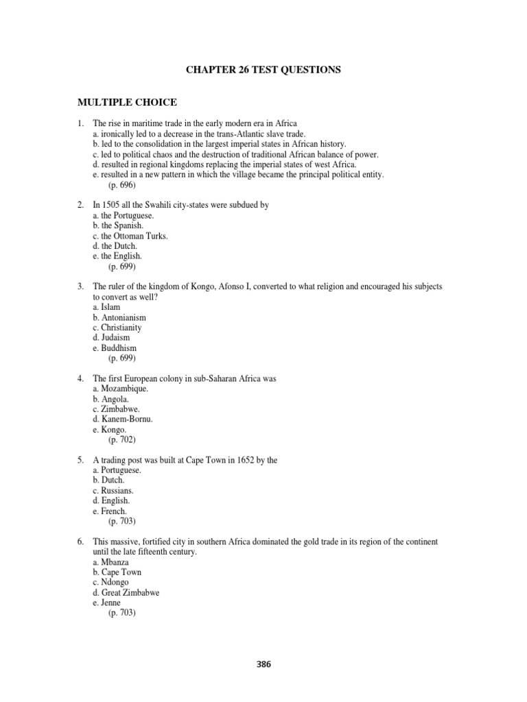 Chapter 26 Test Questions | PDF | History Of Slavery | Slavery