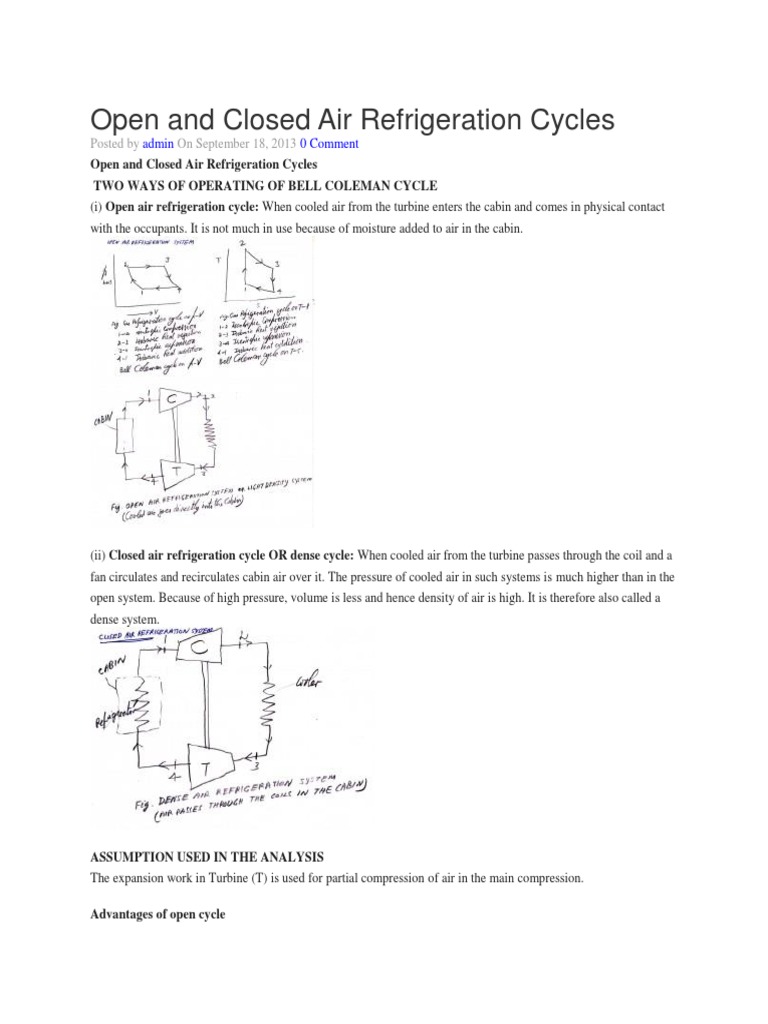Open vs Closed Air Refrigeration Cycles | PDF | Gas Compressor ...