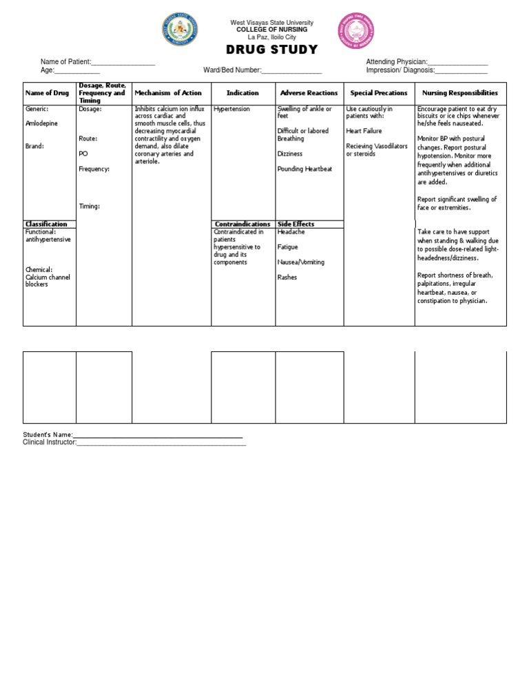 Amlodipine Drug Study | Download Free PDF | Pharmacology | Medical ...