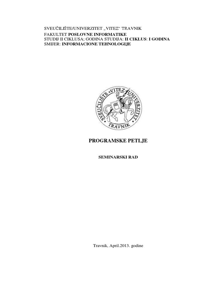 Seminarski Rad Principi Programiranja Programske Petlje Davor ...