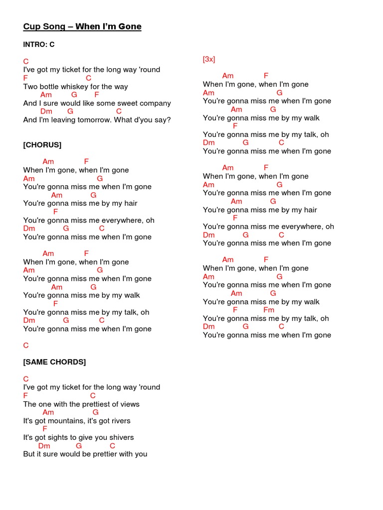 Cup Song | PDF | Number One Singles | Songs