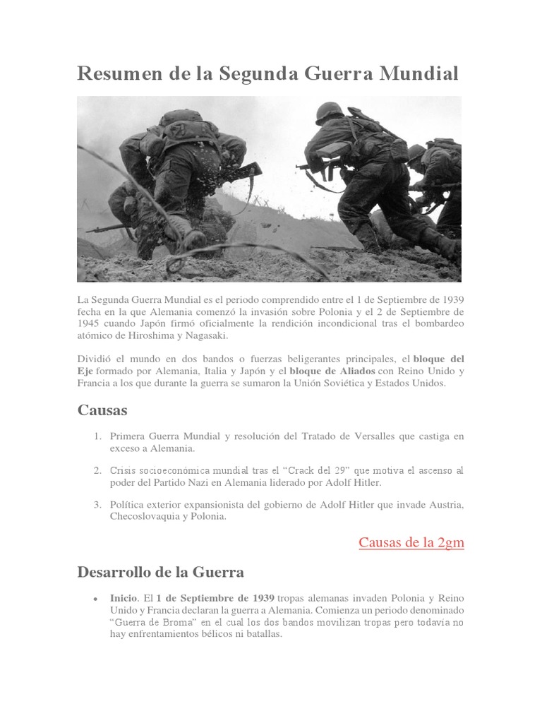 Resumen de La Segunda Guerra Mundial | PDF | Aliados de la Segunda ...
