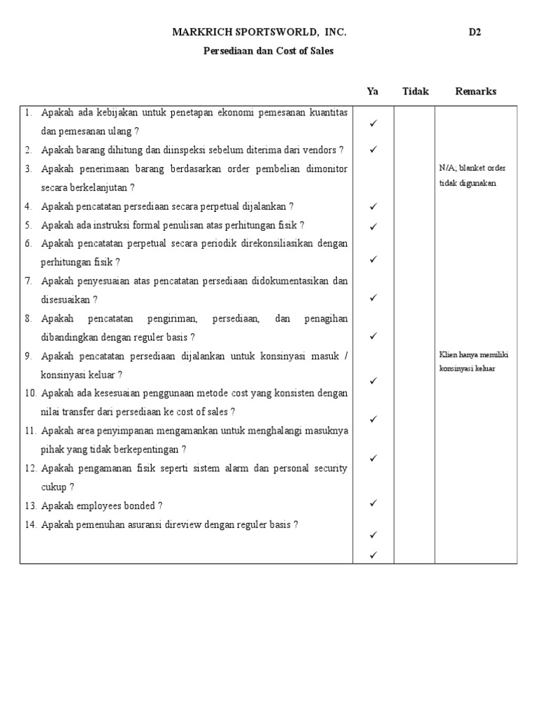 Audit Icq Persediaan | PDF