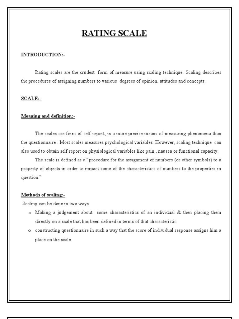 Rating Scale | PDF | Systematic Review | Randomized Controlled Trial
